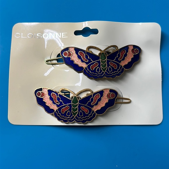 Vintage | Accessories | Cloisonn Butterfly Hair Clip Set | Poshmark